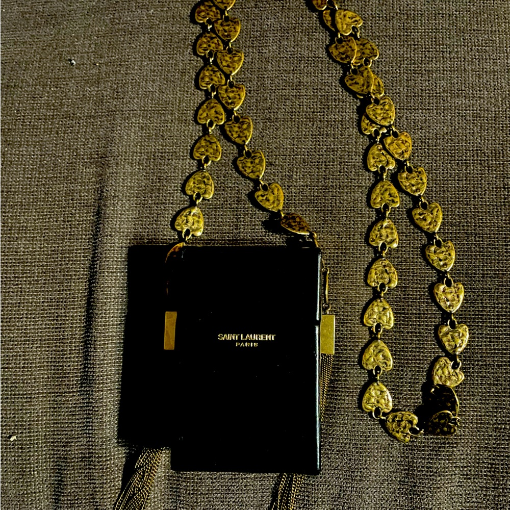 Cute Ysl Heart Chain Box Crossbody - Gem